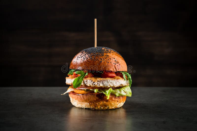 Burger with Fish, Eat a Fish Burger Stock Photo - Image of fast, fried ...