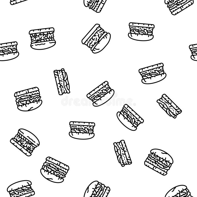 Burger Food Hamburger Bun Seamless Pattern Vector Stock Illustration ...