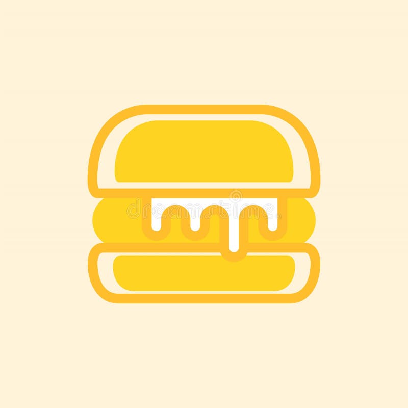 Soft Yellow Pastel Burger Food Icon Pack Vector Illustration Stock ...