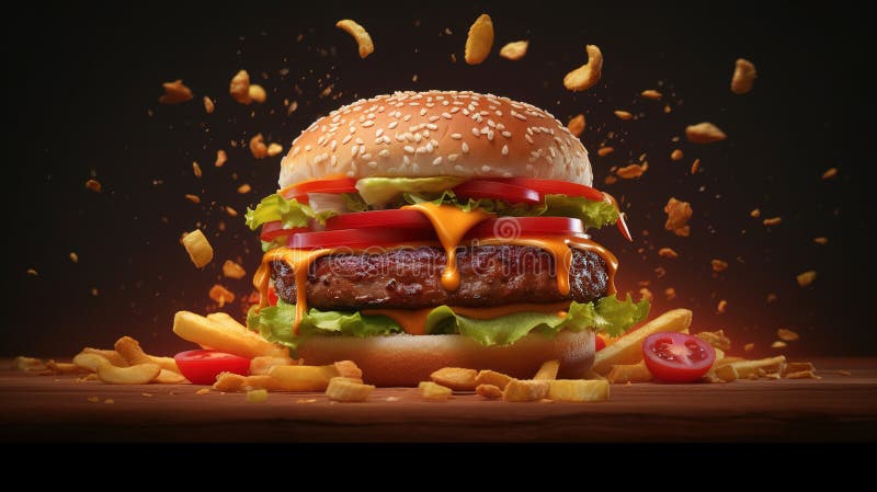 Burger Food Potograpy Advertising Stock Illustration - Illustration of ...