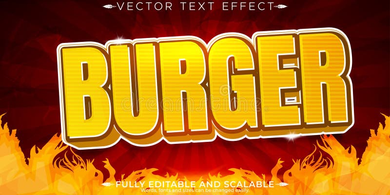 Burger Food Text Effect, Editable Modern Lettering Typography Font ...