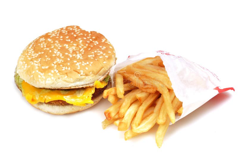 Burger and fries combo stock photo. Image of white, potato - 14152864