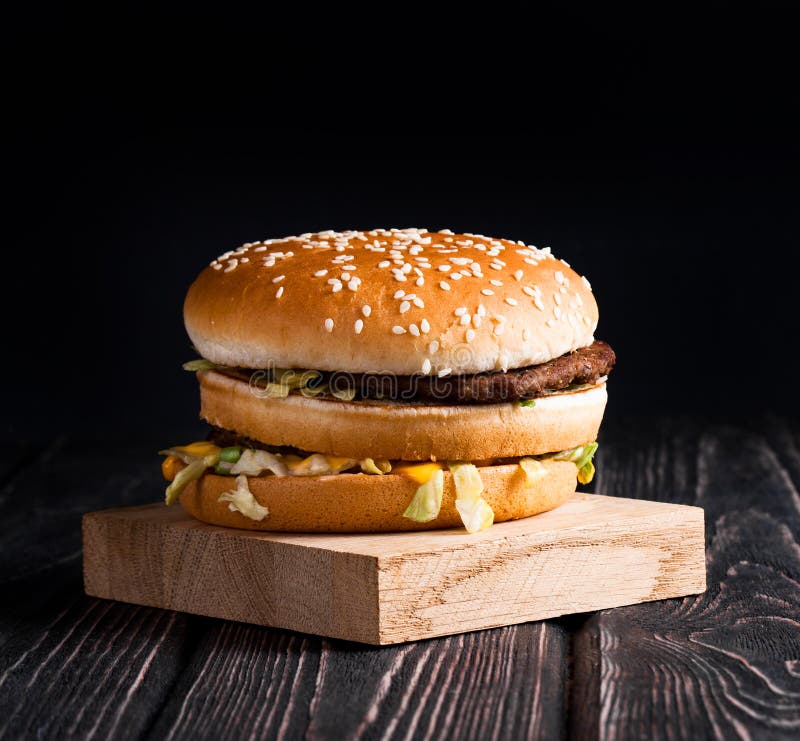 Burger Full Face with Vegetables. Stock Image - Image of hamburger ...