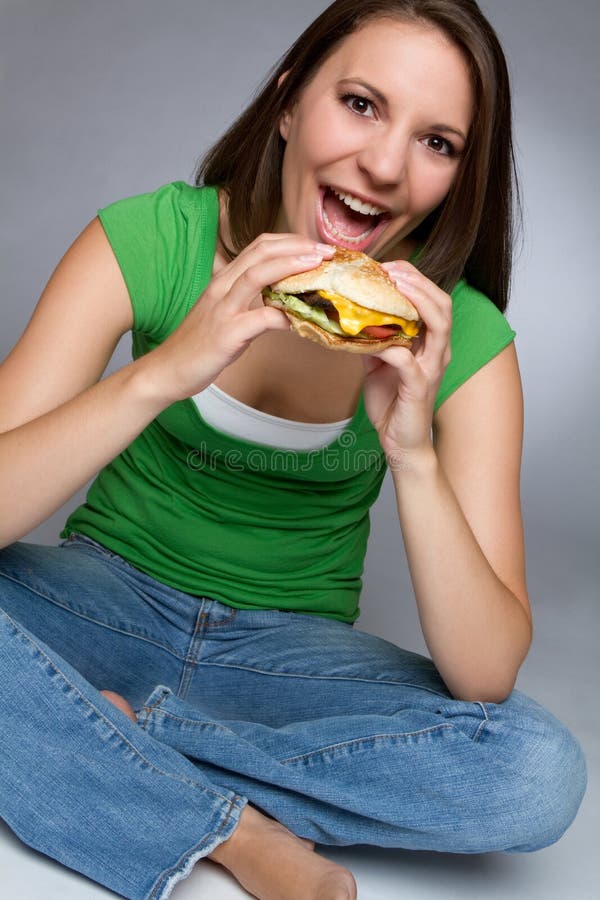 Burger Girl stock image. Image of cheerful, burgers, beauty - 15943607