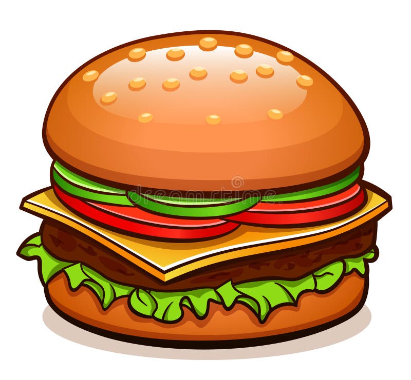 Burger or Hamburger Cartoon Isolated Stock Vector - Illustration of ...