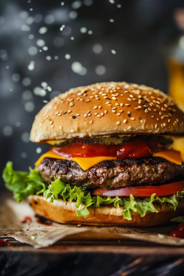 Burger. Hamburger. Cheeseburger. Close-up Home Made Burger Banner Stock ...