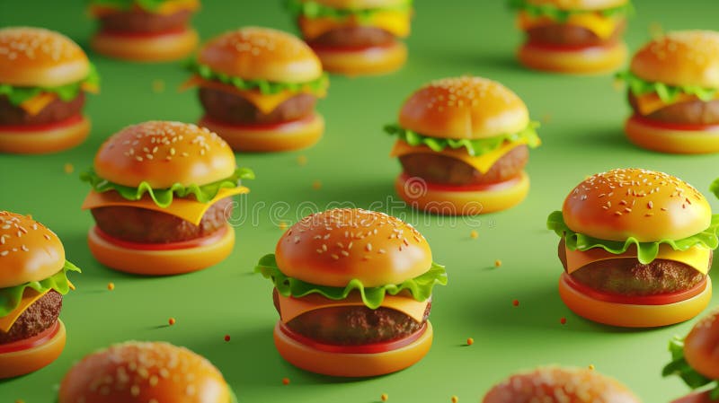 Burger, Hamburger, Cheeseburger Fast Food Seamless Pattern Stock ...