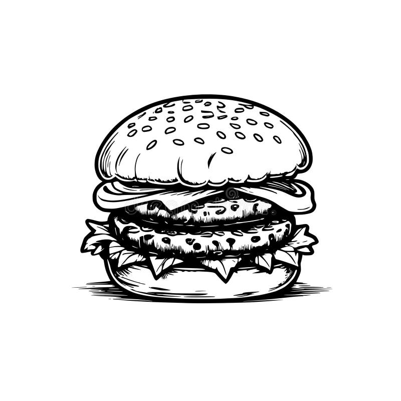 Burger. Hand Drawn Illustration Stock Illustration - Illustration of ...
