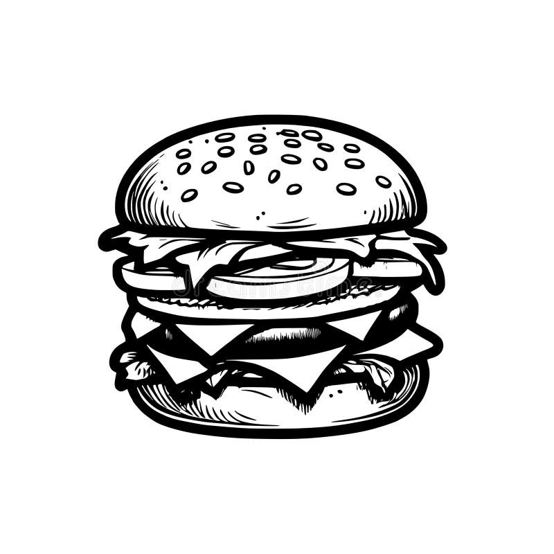 Burger. Hand Drawn Illustration Stock Illustration - Illustration of ...