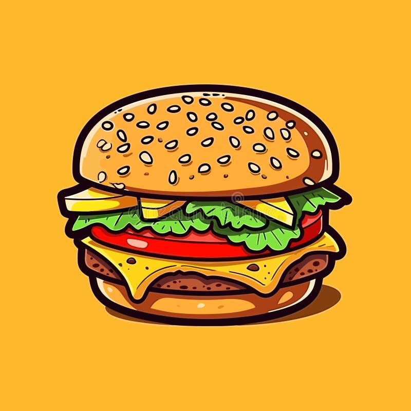 Burger Hand-drawn Illustration. Hamburger. Vector Doodle Style Cartoon ...