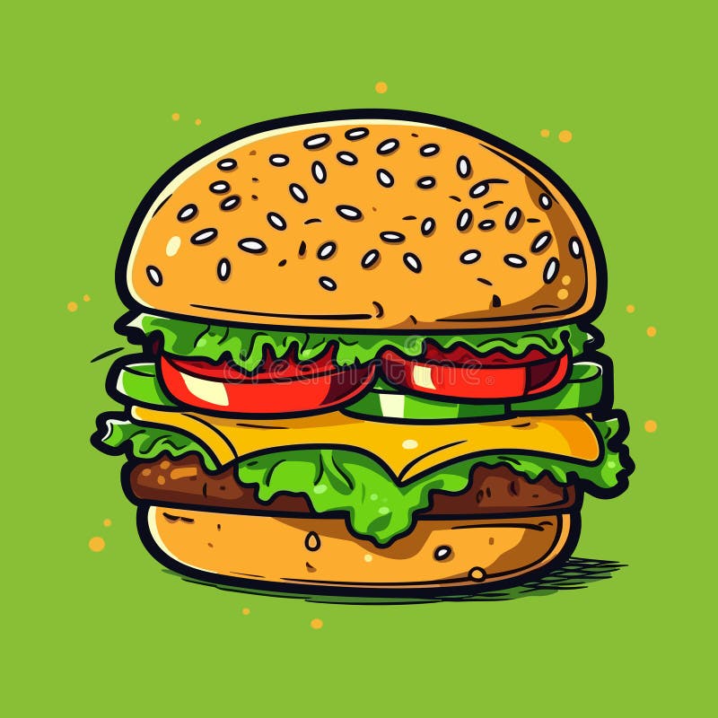 Burger Hand-drawn Illustration. Hamburger. Vector Doodle Style Cartoon ...