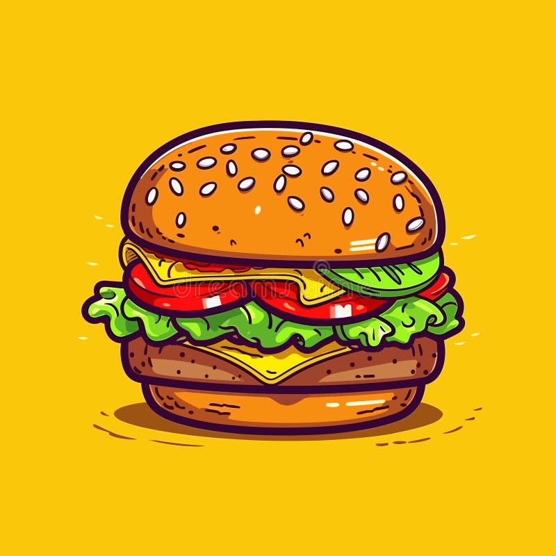 Burger Hand-drawn Illustration. Hamburger. Vector Doodle Style Cartoon ...