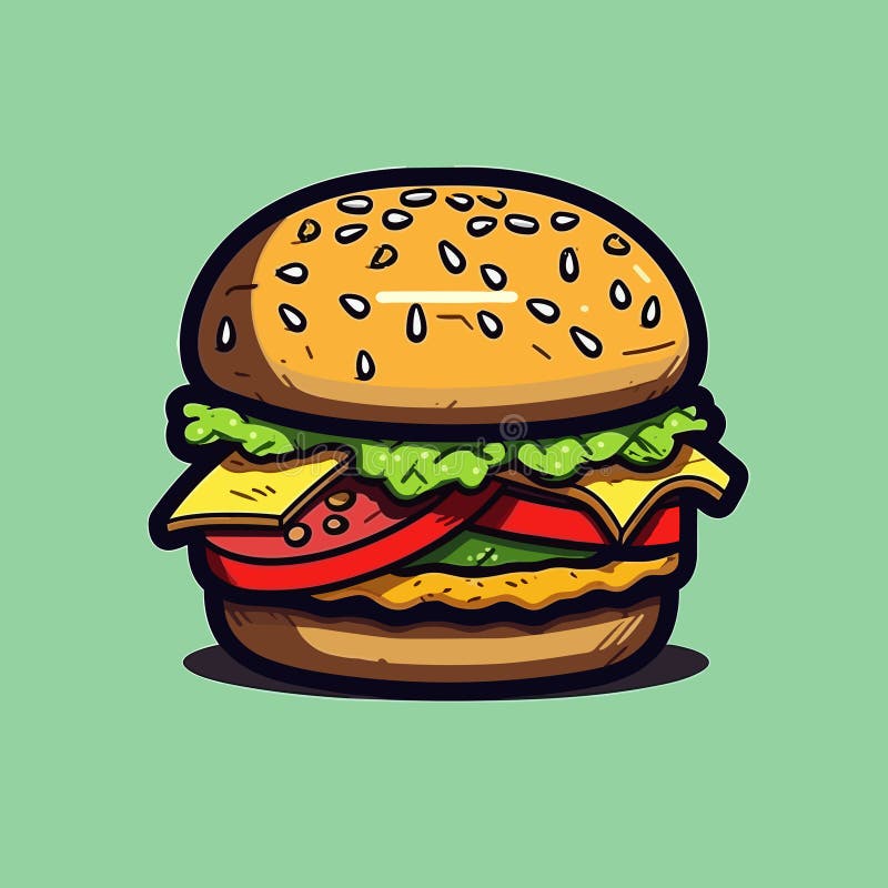 Burger Hand-drawn Illustration. Hamburger. Vector Doodle Style Cartoon ...
