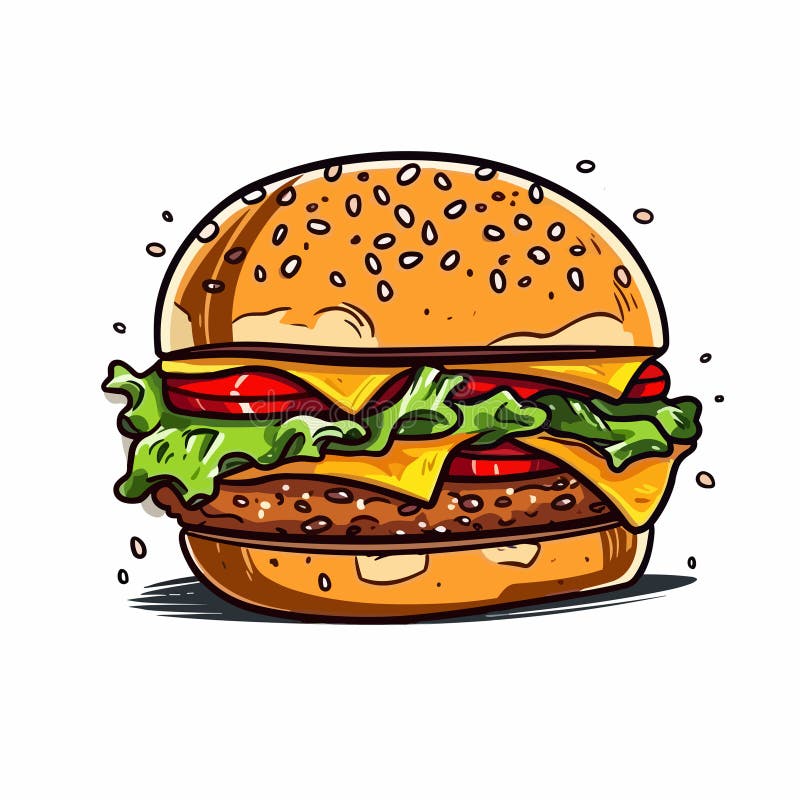 Burger Hand-drawn Illustration. Hamburger. Vector Doodle Style Cartoon ...