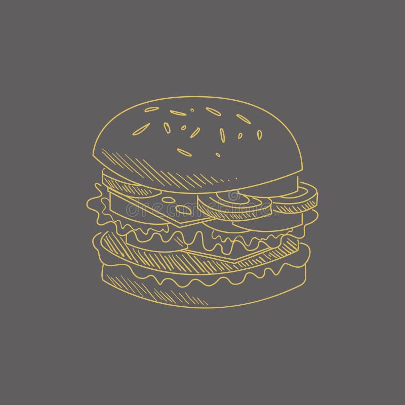 Burger Hand Drawn Sketch stock vector. Illustration of funky - 71303731