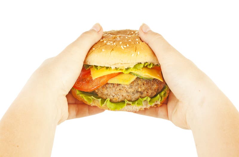 Burger in hands stock image. Image of heart, huge, meal - 24941115