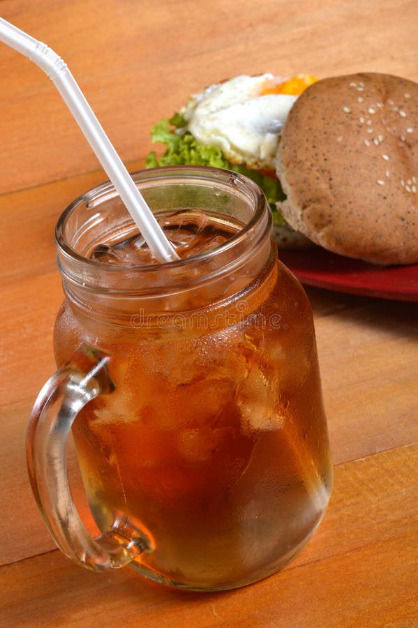 Burger and iced tea stock photo. Image of cheese, fresh - 69607786