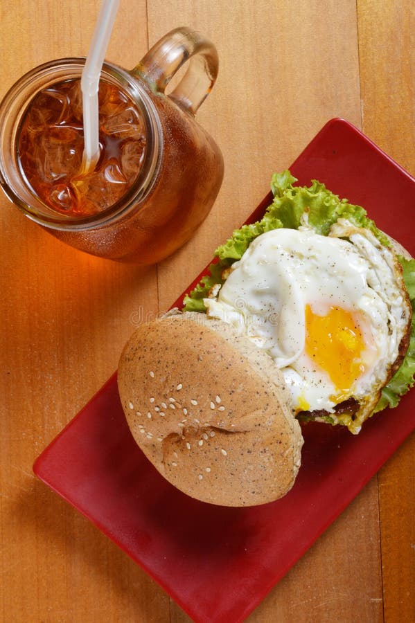 Burger and iced tea stock photo. Image of iced, fresh - 69607958