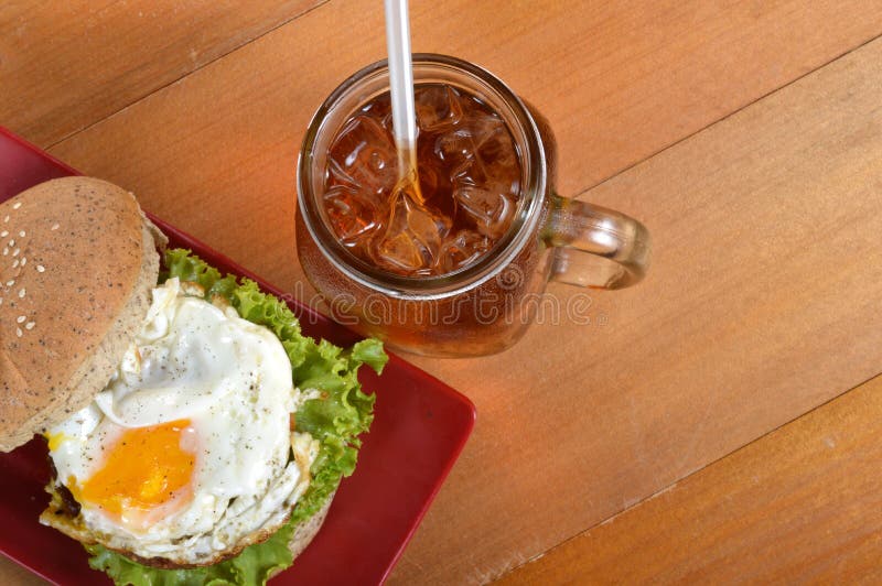 Burger and iced tea stock photo. Image of fresh, gourmet - 69607996