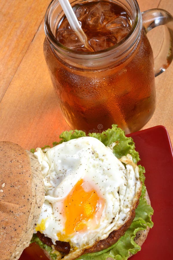 Burger and iced tea stock photo. Image of brown, american - 69608036
