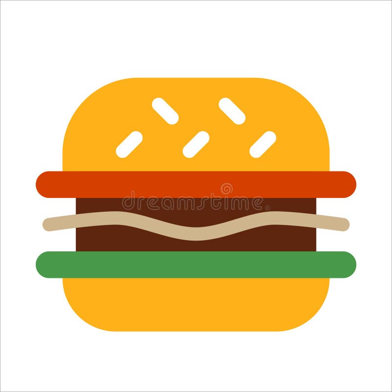 Burger Icon Concept Illustration with Flat Style Stock Vector ...