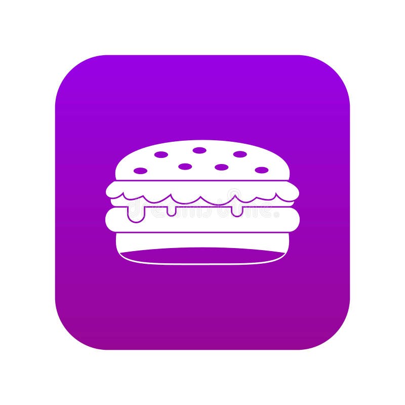 Burger icon digital purple stock vector. Illustration of icon - 153809595