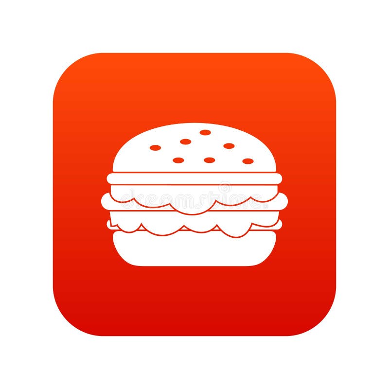 Burger icon digital red stock vector. Illustration of nutrition - 99246840