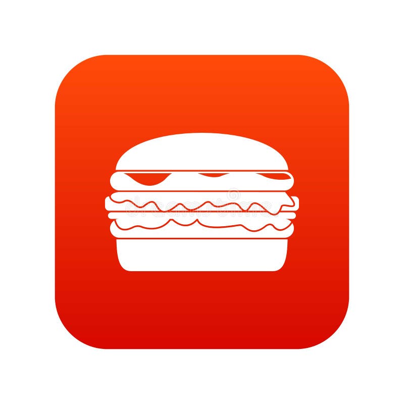 Burger icon digital red stock vector. Illustration of burger - 99246592