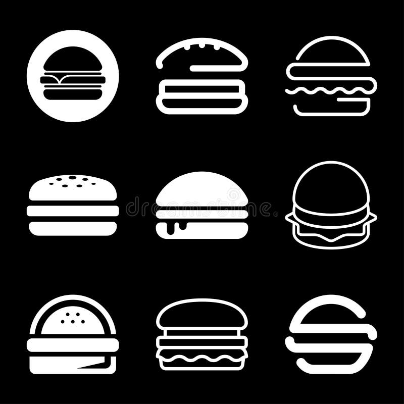 Burger Icon, Flat Design Hamburger Web Icon. Vector Illustration Stock ...