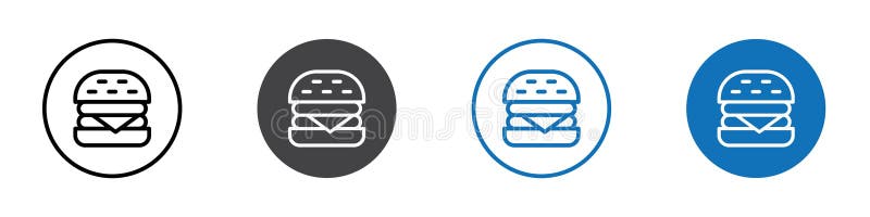 Burger Icon Flat Editable Icon Mark Set Stock Vector - Illustration of ...