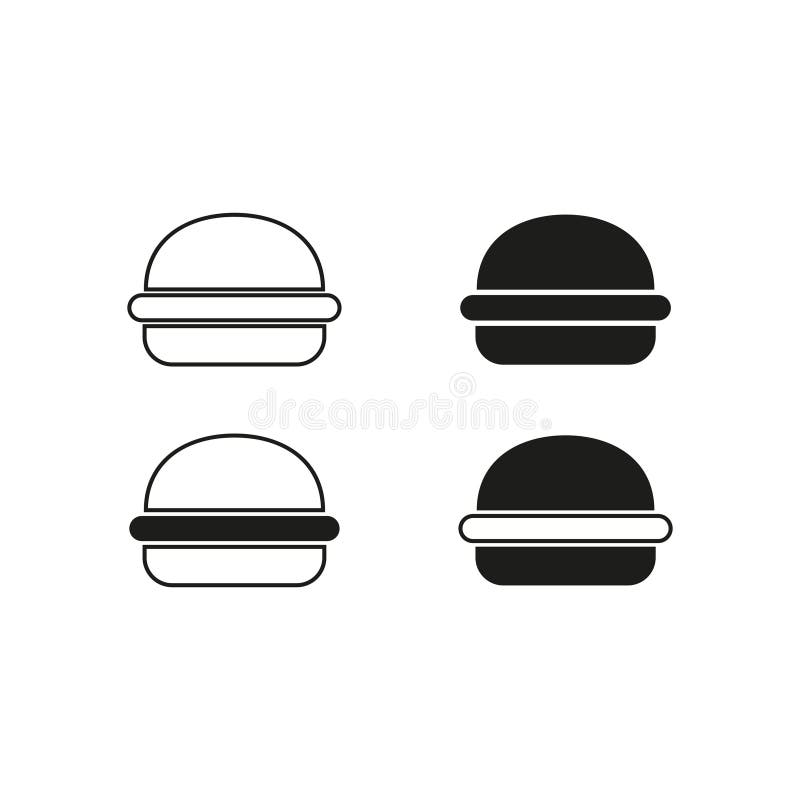 Burger Icon Set. Minimalist Hamburger Shapes. Simple Line and Solid ...