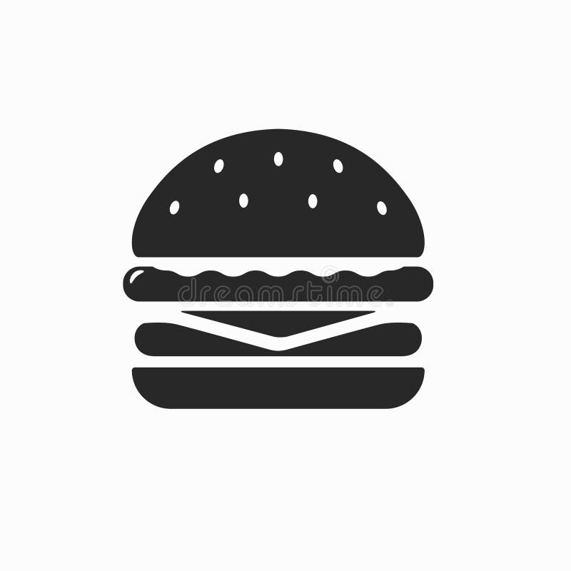 Burger Icon in Simple Black Design Isolated on White Background Stock ...