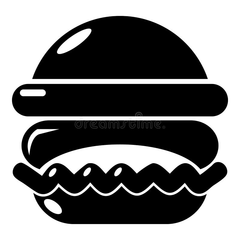 Burger Icon, Simple Black Style Stock Vector - Illustration of beef ...