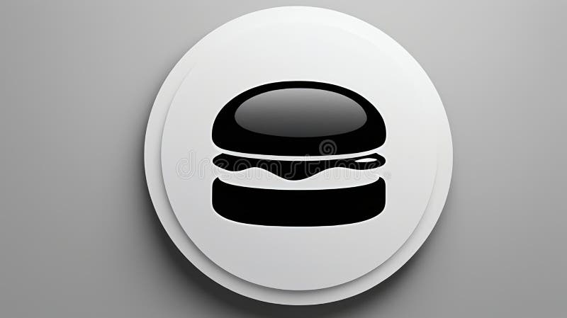 Burger Icon on White Circle on Gray Background Stock Illustration ...