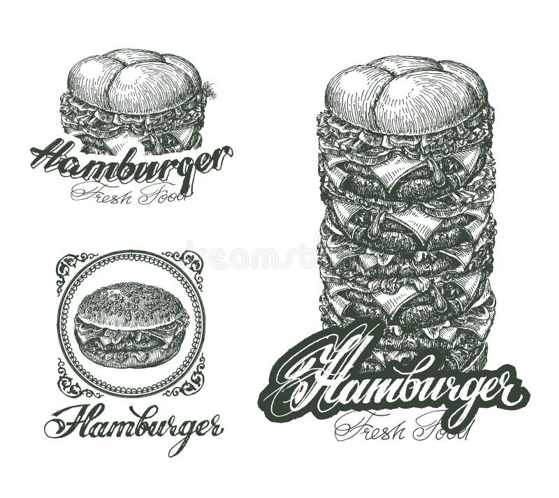 Burger Icons, Labels, Signs, Symbols and Design Stock Vector ...