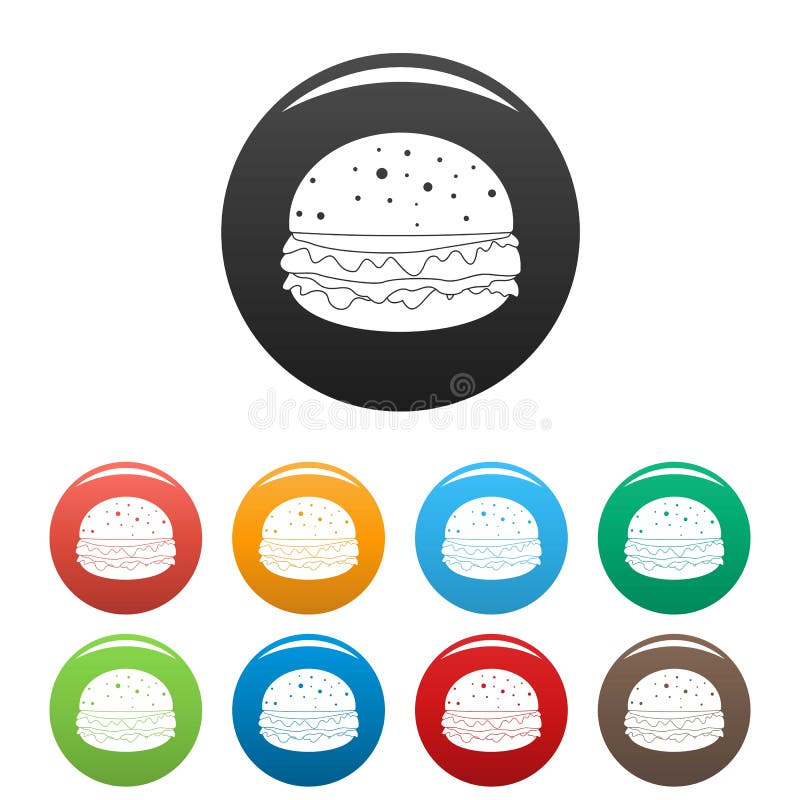 Burger icons set color stock vector. Illustration of cheeseburger ...