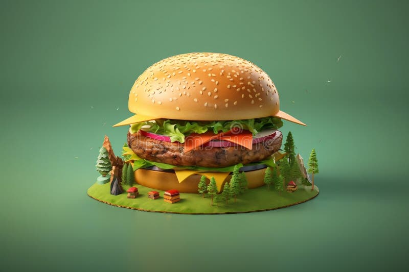 Burger Illustrations Design. Hamburger Day, Generative Ai Stock ...