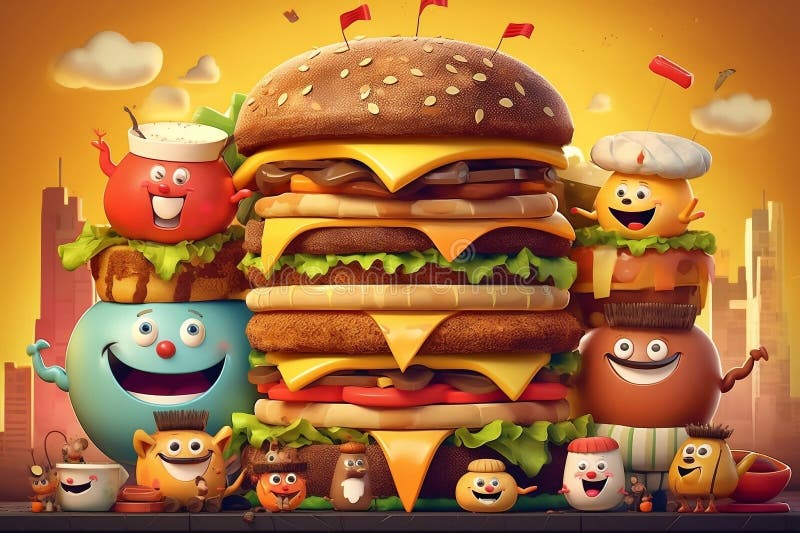 Burger Illustrations Design. Hamburger Day, Generative Ai Stock ...