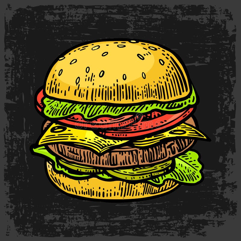 Delicious Beef Burger Black Background Stock Illustrations – 1,859 ...