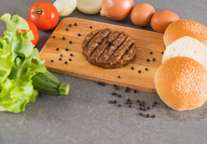 Burger ingredients stock image. Image of background, minced - 88471535