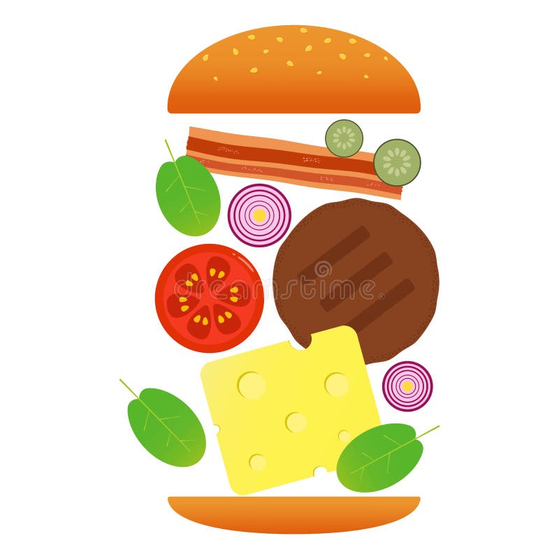 Burger Ingredients Stock Illustrations – 2,850 Burger Ingredients Stock ...