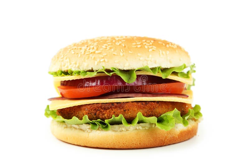 Burger Isolated on White Background Stock Image - Image of cuisine ...