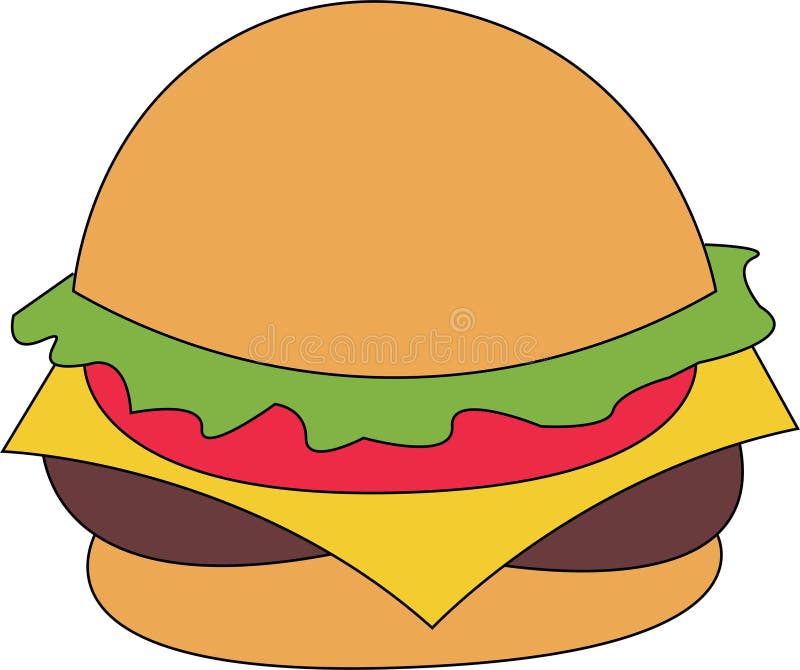 Burger Vector Drawing Illustration Which is Perfect Stock Illustration ...