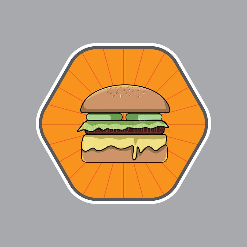 Burger stock illustration. Illustration of label, bread - 94932516