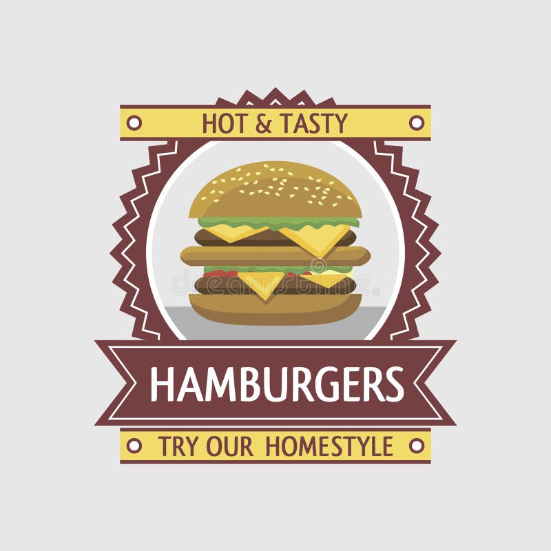 Burger Label and Frame with Pattern Stock Vector - Illustration of ...