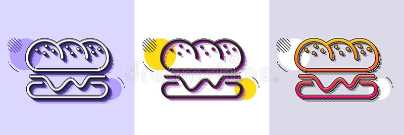 Burger Line Icon. Fast Food Sign. Halftone Dotted Pattern. Vector Stock ...