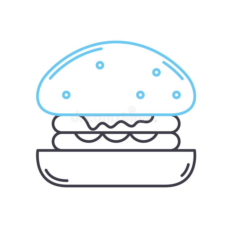 Burger Line Icon, Outline Symbol, Vector Illustration, Concept Sign ...