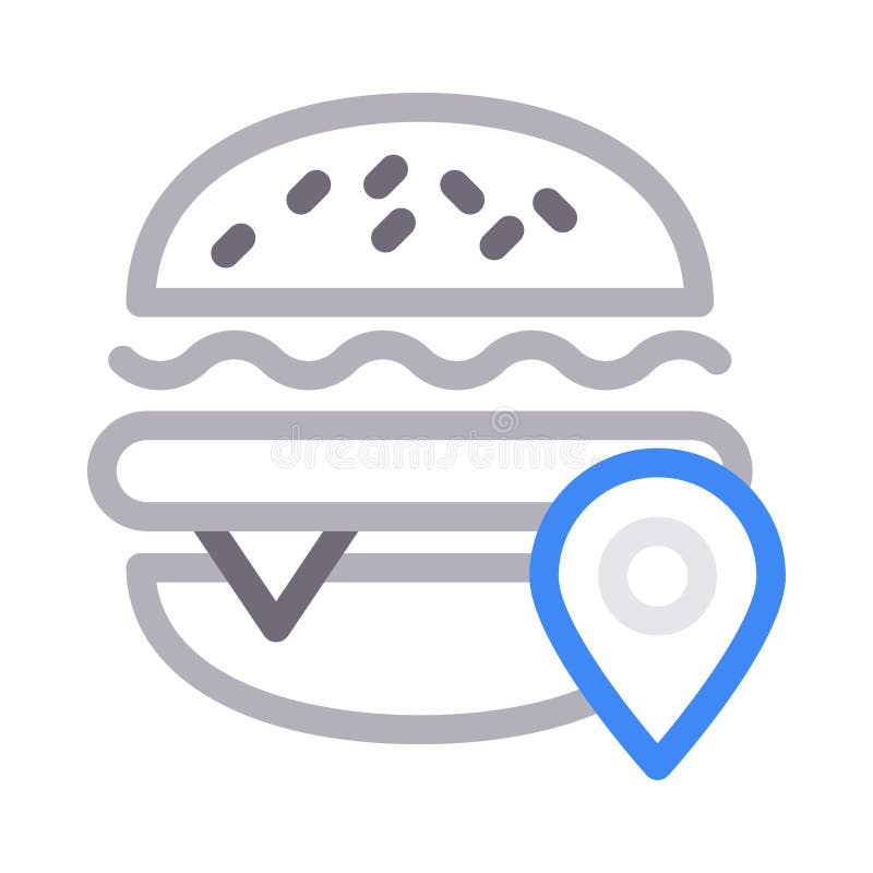 Burger Location Vector Color Line Icon Stock Illustration ...
