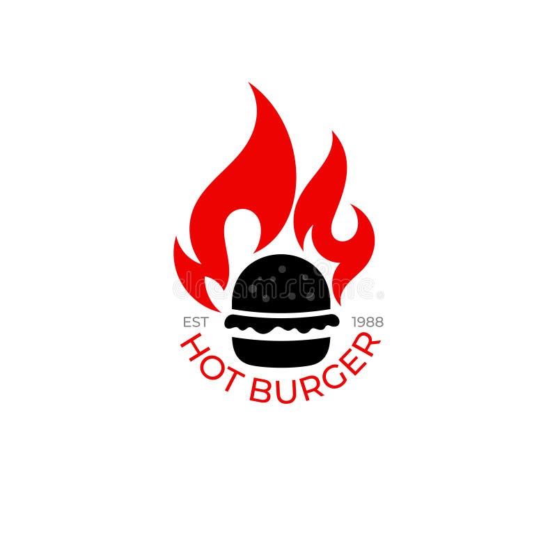 Burger Logo and Fire Design Template, Food Logos Stock Vector ...