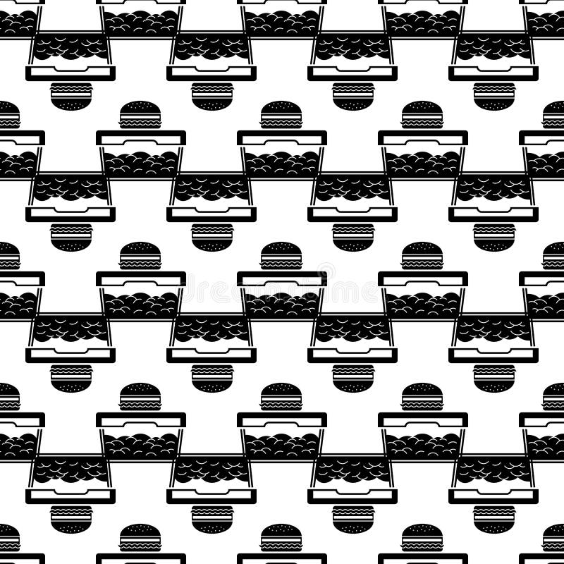 Burger on Lunch Box Pattern Seamless Vector Stock Illustration ...